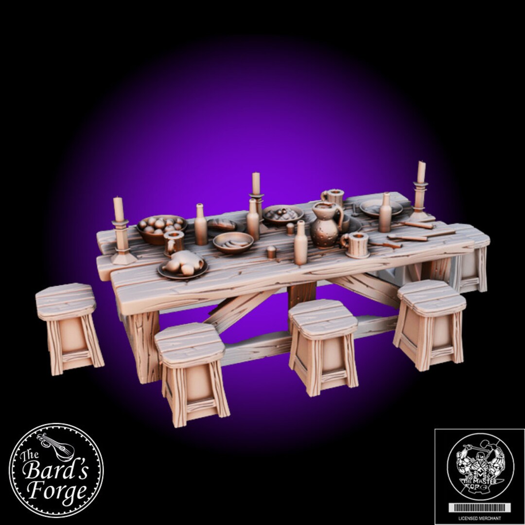 7pc Tavern Dining Table Scatter Props Terrain 3D Resin Printed 28-32mm ...