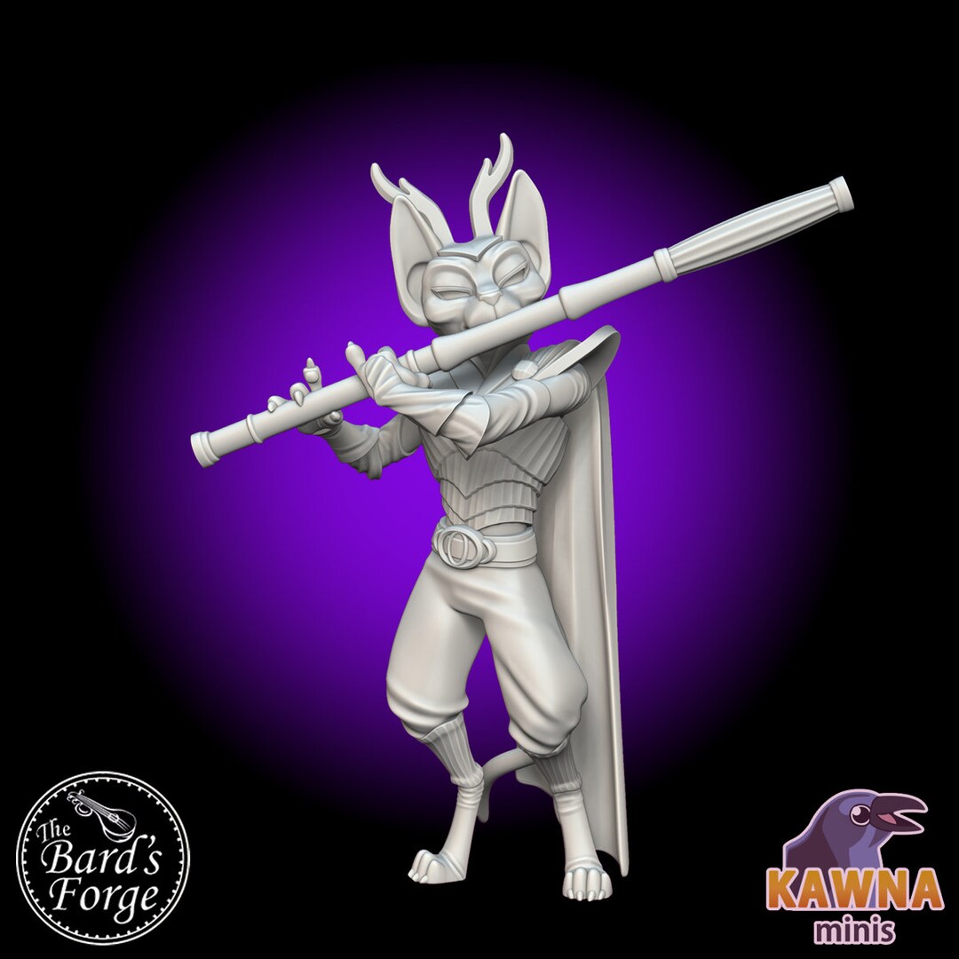 Volynx Bard Male Catfolk • Tabaxi • Cat • KAW • Miniature • 3D Resin ...