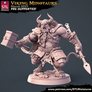 Viking Minotaur Mini 3D Resin Printed 28-32mm Tabletop Fantasy Gaming D ...