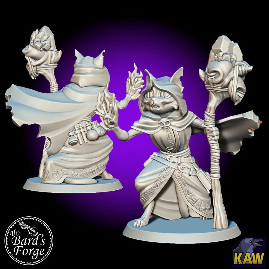 Role Playing Miniatures Catfolk/Tabaxi Witch Sabrina the Black Cat ...