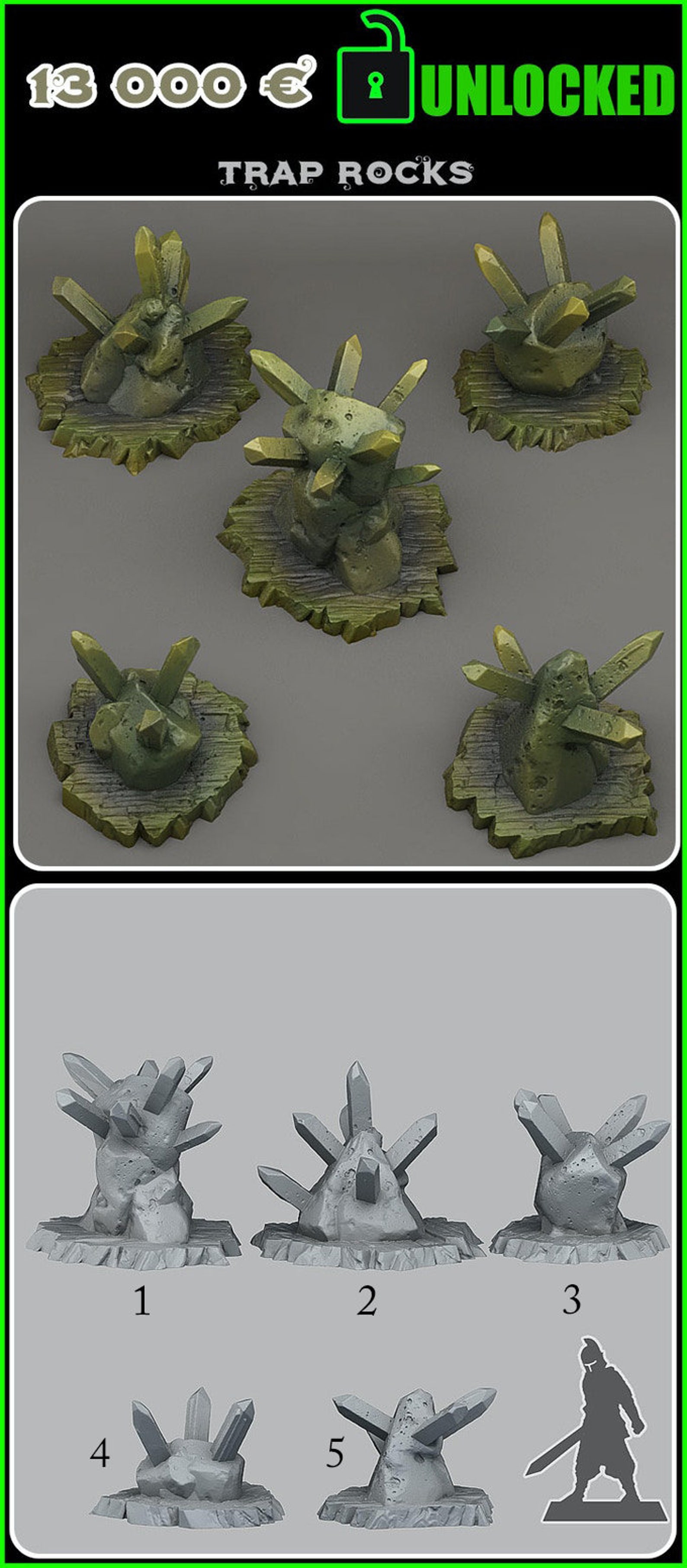 5pc Set Rock Traps Stones 3D RESIN Printed 28-32mm Tabletop | Etsy