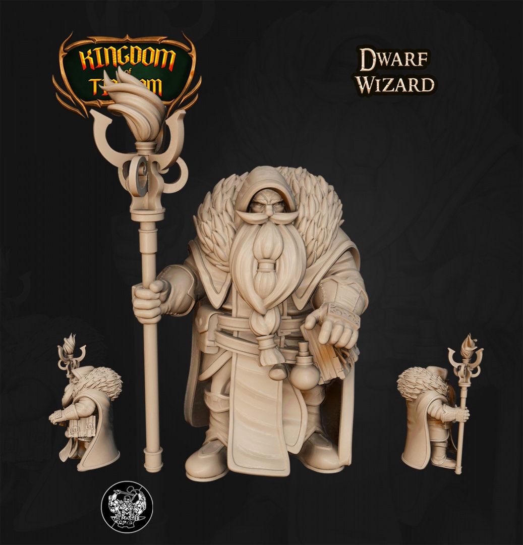 Dwarf Wizard Mage Sorcerer Miniature 3D Resin Printed 28-32mm Tabletop ...