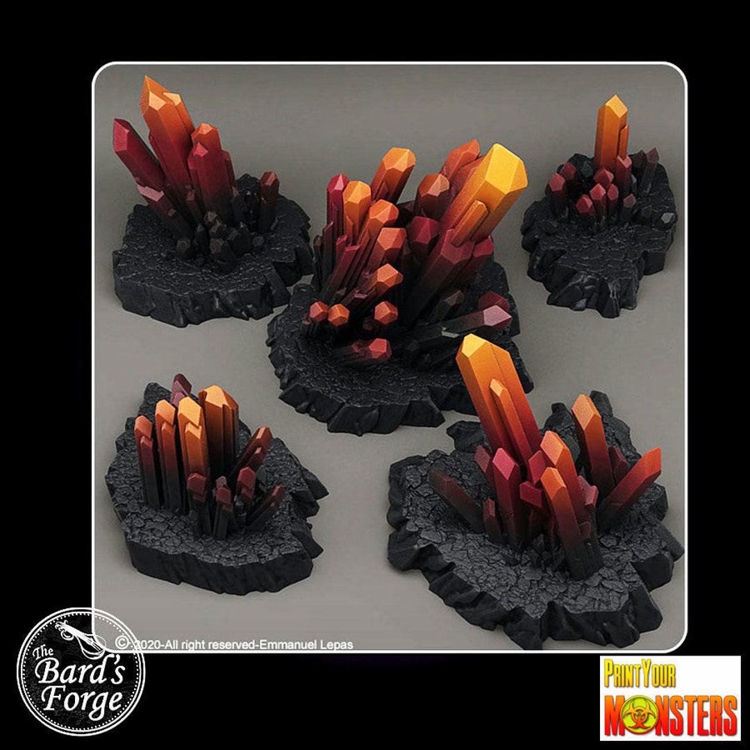 5pc Set Magic Crystal Rocks 3D RESIN Printed 28-32mm Tabletop Scatter ...