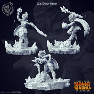 Fire Genasi ember Stream 3D Resin Miniature Tabletop Fantasy Gaming D&D ...