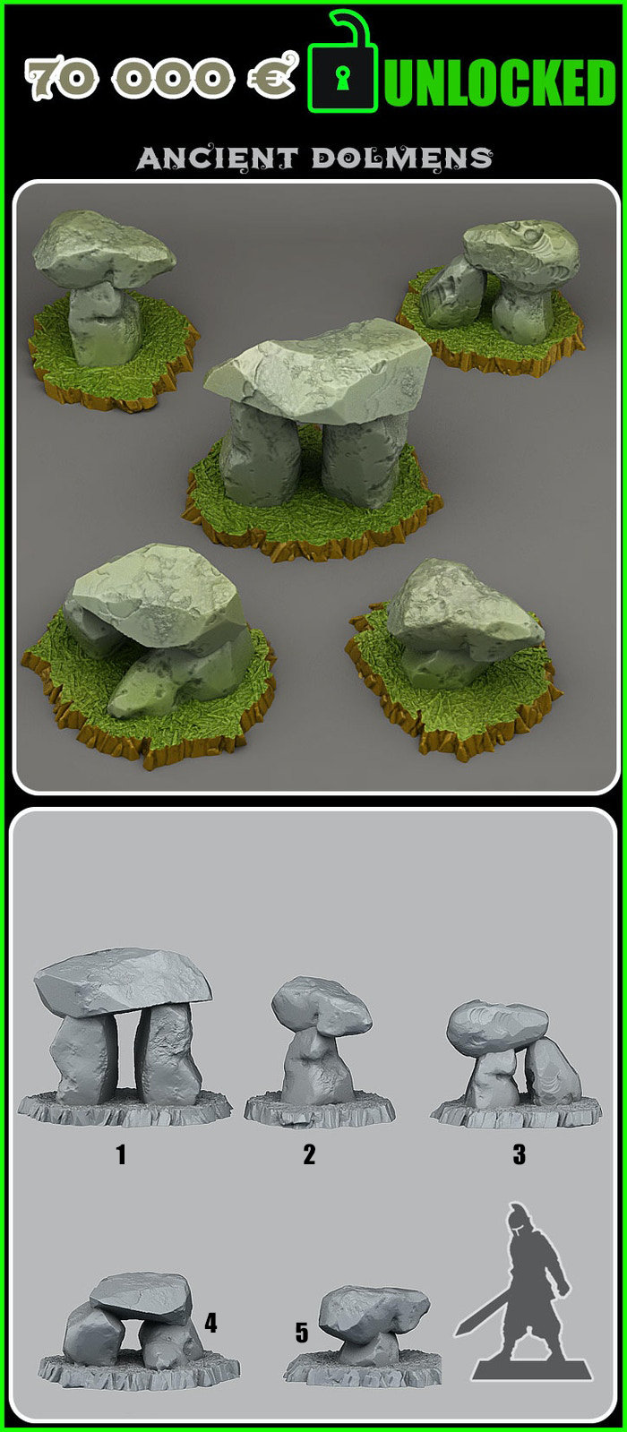 5pc Set Ancient Dolmen Stones 3D RESIN Printed 28-32mm Tabletop Scatter ...