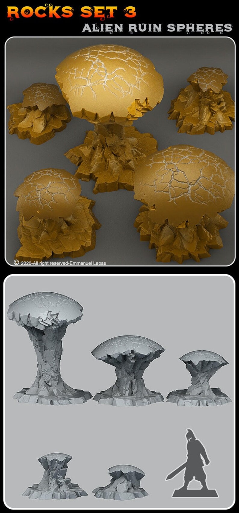 5pc Set Alien Ruin Spheres Plant 3D RESIN Printed 28-32mm | Etsy