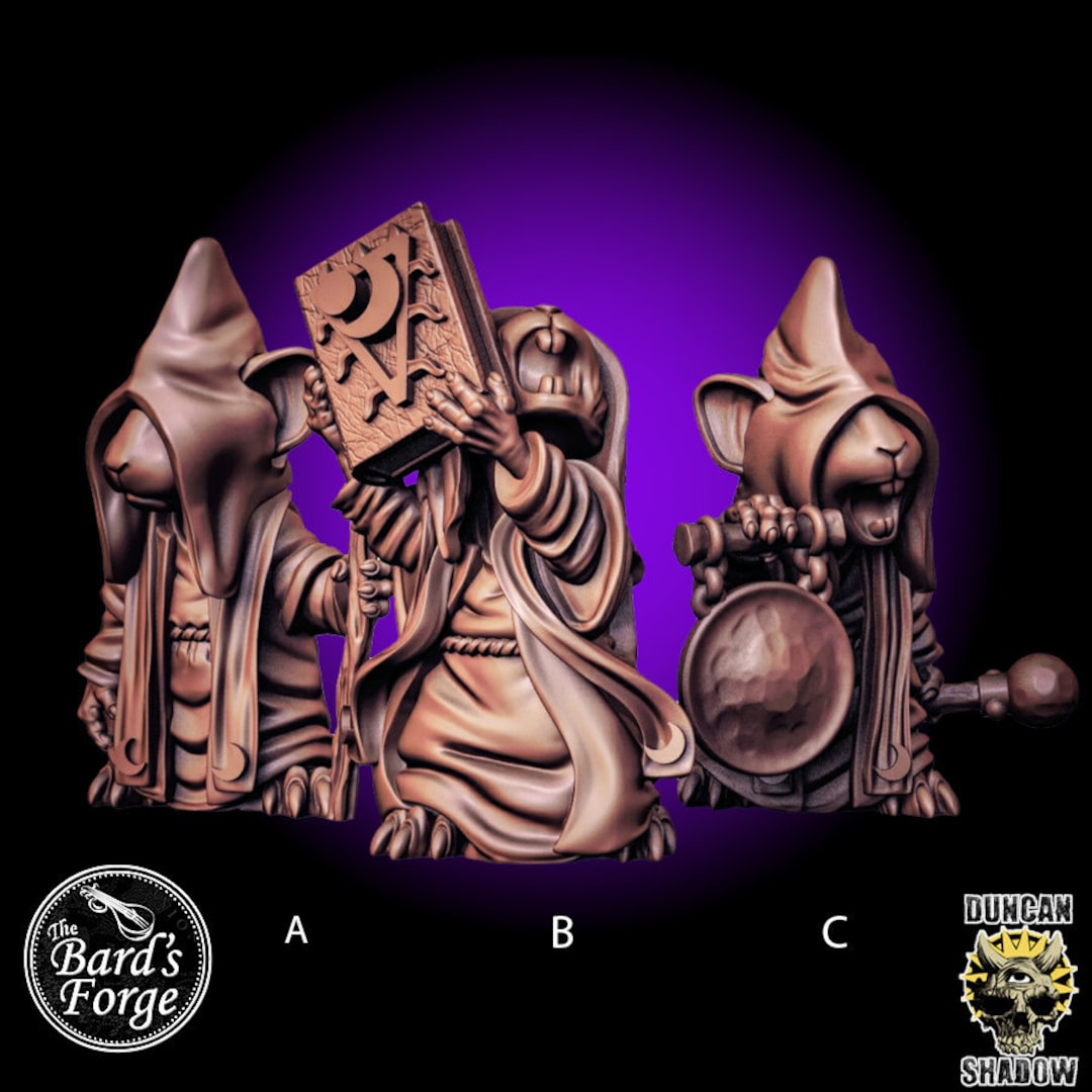 Mouse Folk Cultist Monks Miniature 3D Resin Printed 28-32mm Tabletop ...