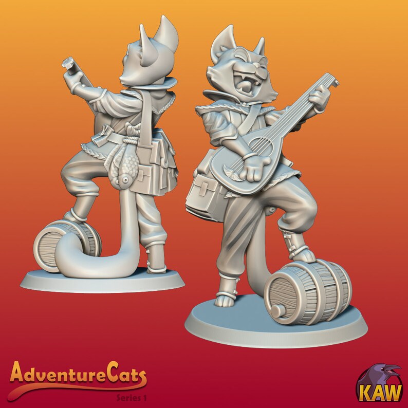 Bard Catfolk • Tabaxi • Cat • KAW • Miniature • 3D Resin Printed 28 ...