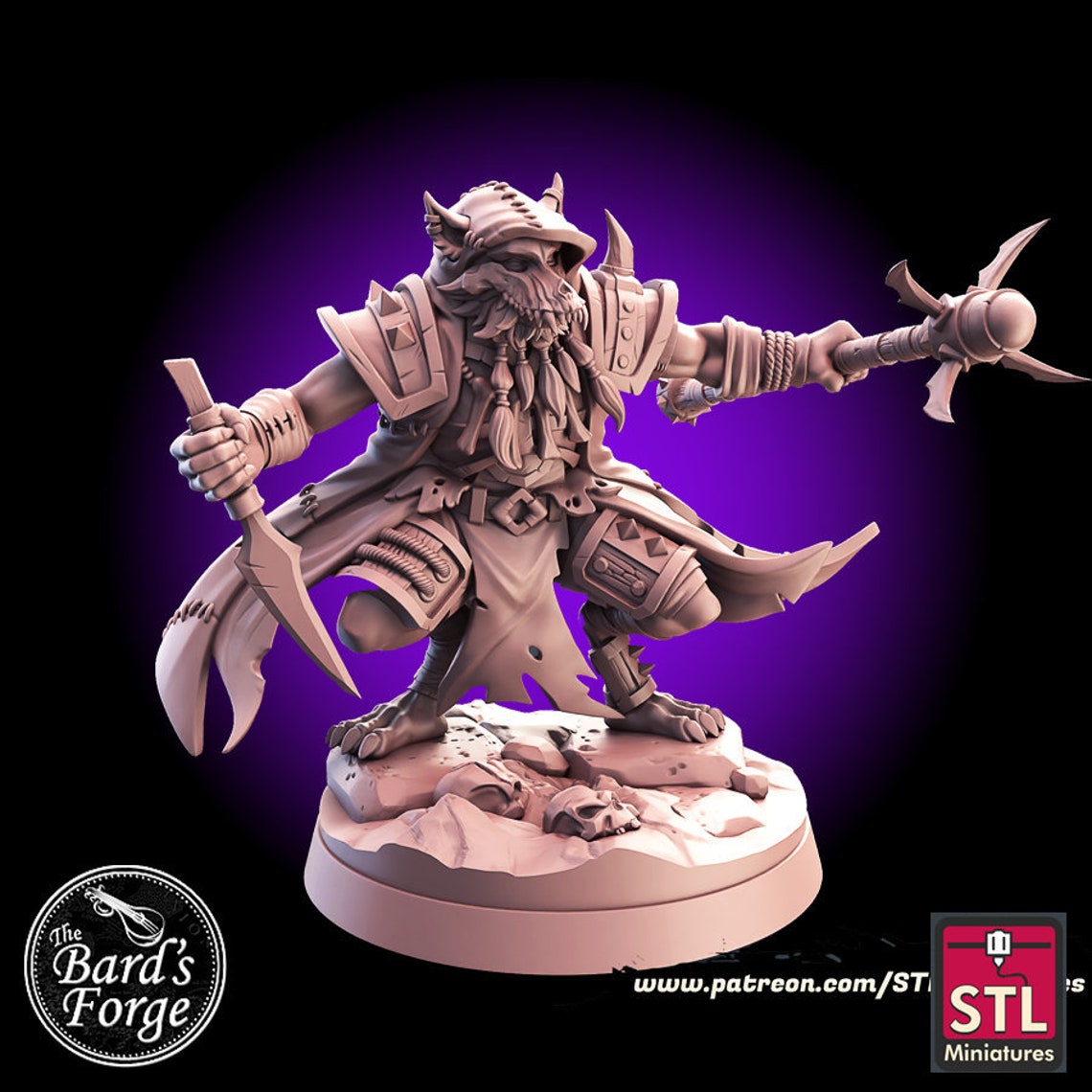 Werewolf Shaman Lycanthrope 3D Resin Printed Miniature 28-32mm Tabletop ...