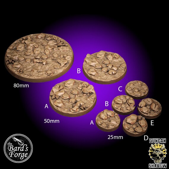 Rocky Stone Bases 25mm 35mm 50mm 80mm 3D RESIN Printed - Etsy