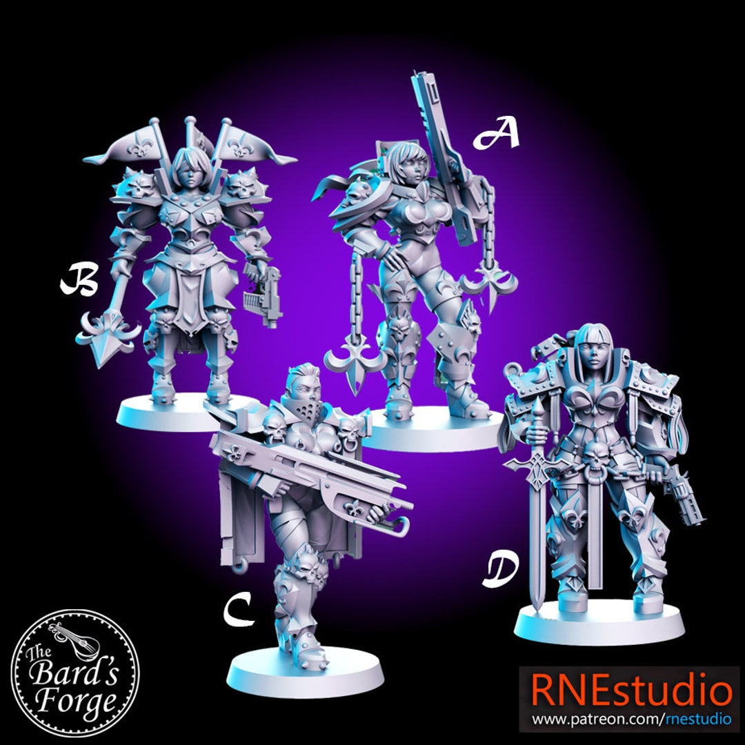 Nun Squad Knight Paladin Warrior • RN Estudio • 3D Resin Printed 28 ...