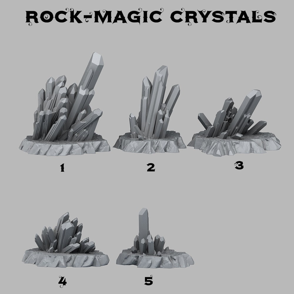 5pc Set Magic Crystal Rocks 3D RESIN Printed 28-32mm Tabletop | Etsy