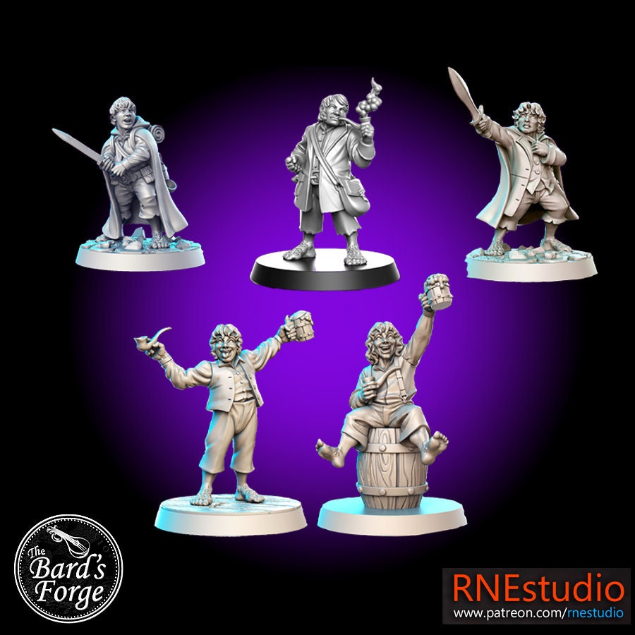 5pc Set Hobbit Halflings Lord of the Rings Inspired Miniature | Etsy