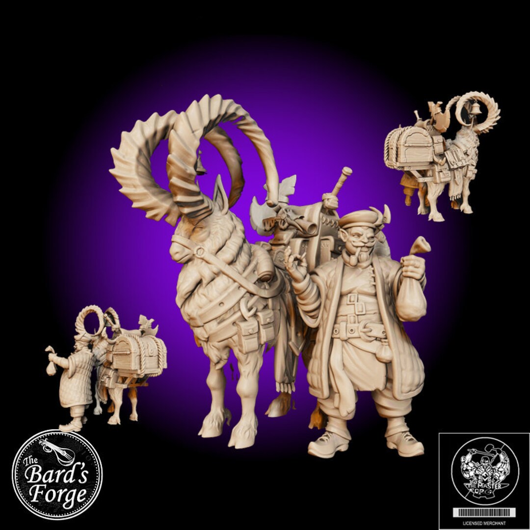 Half Orc Merchant W/ Goat Miniature, 3D Resin Printed, 28-32mm, Fantasy ...