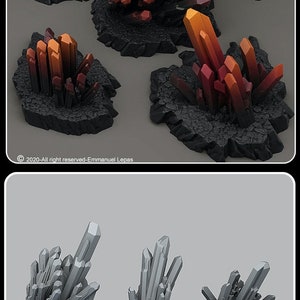 5pc Set Magic Crystal Rocks 3D RESIN Printed 28-32mm Tabletop Scatter ...