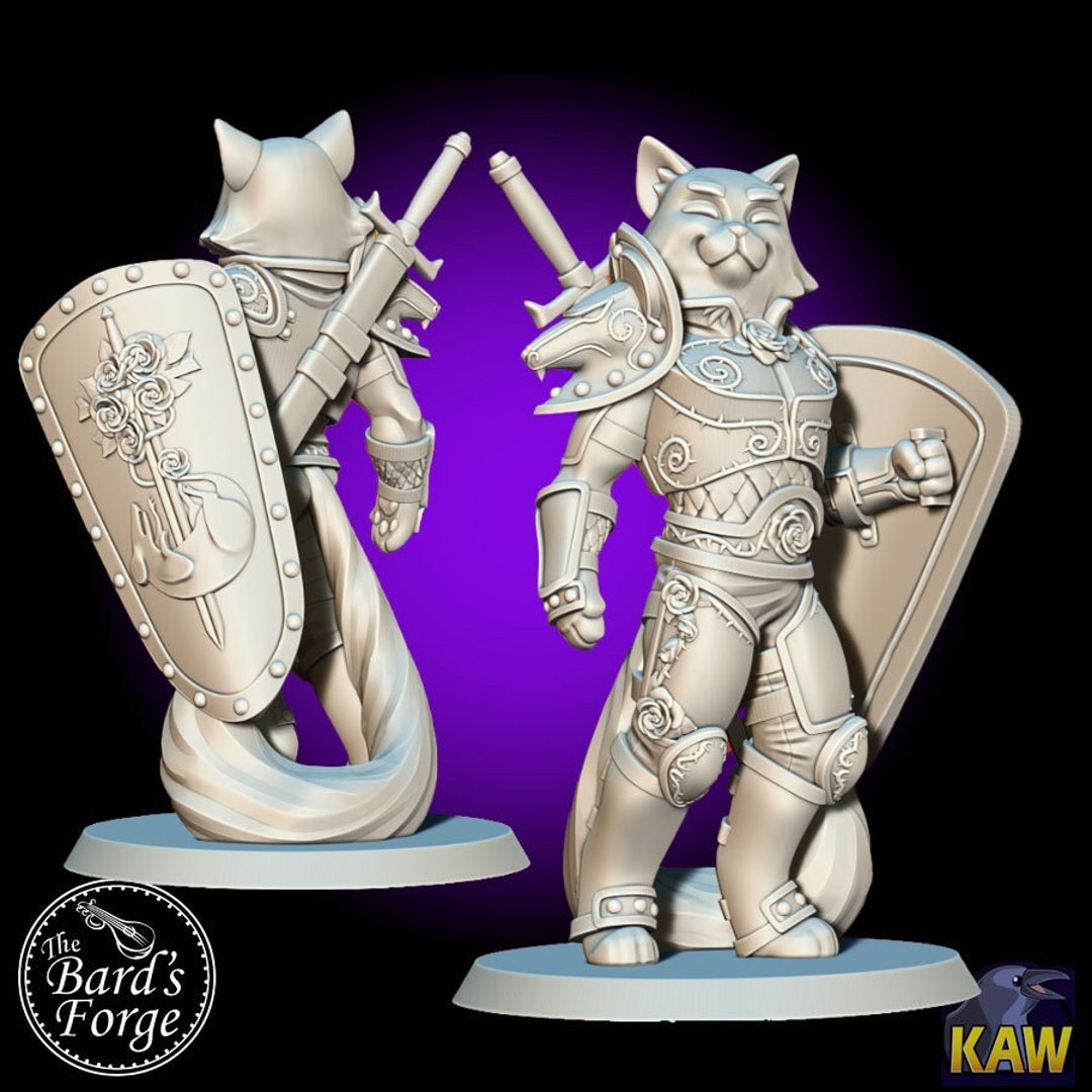 Paladin Catfolk • Tabaxi • Cat • KAW • Miniature • 3D Resin Printed 28 ...