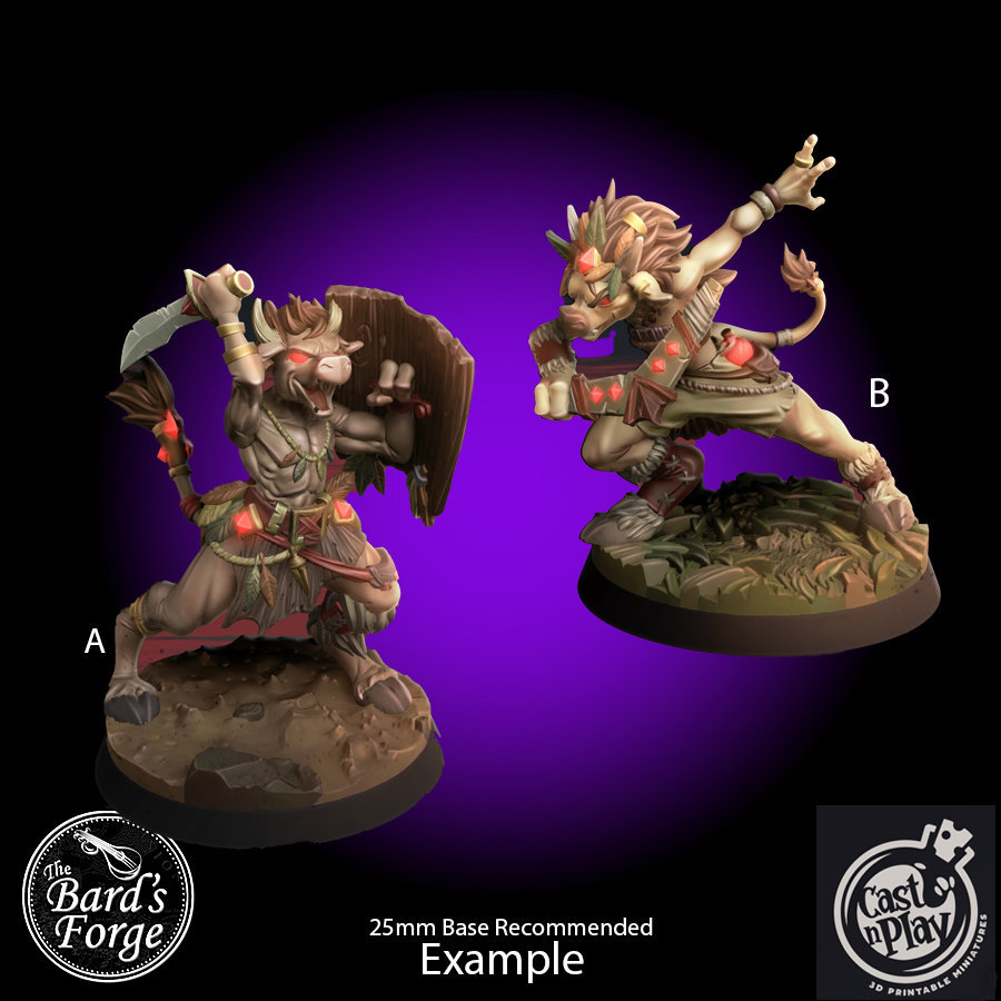 Young Minotaur's Male and Female 3D Resin Printed Miniature Tabletop ...