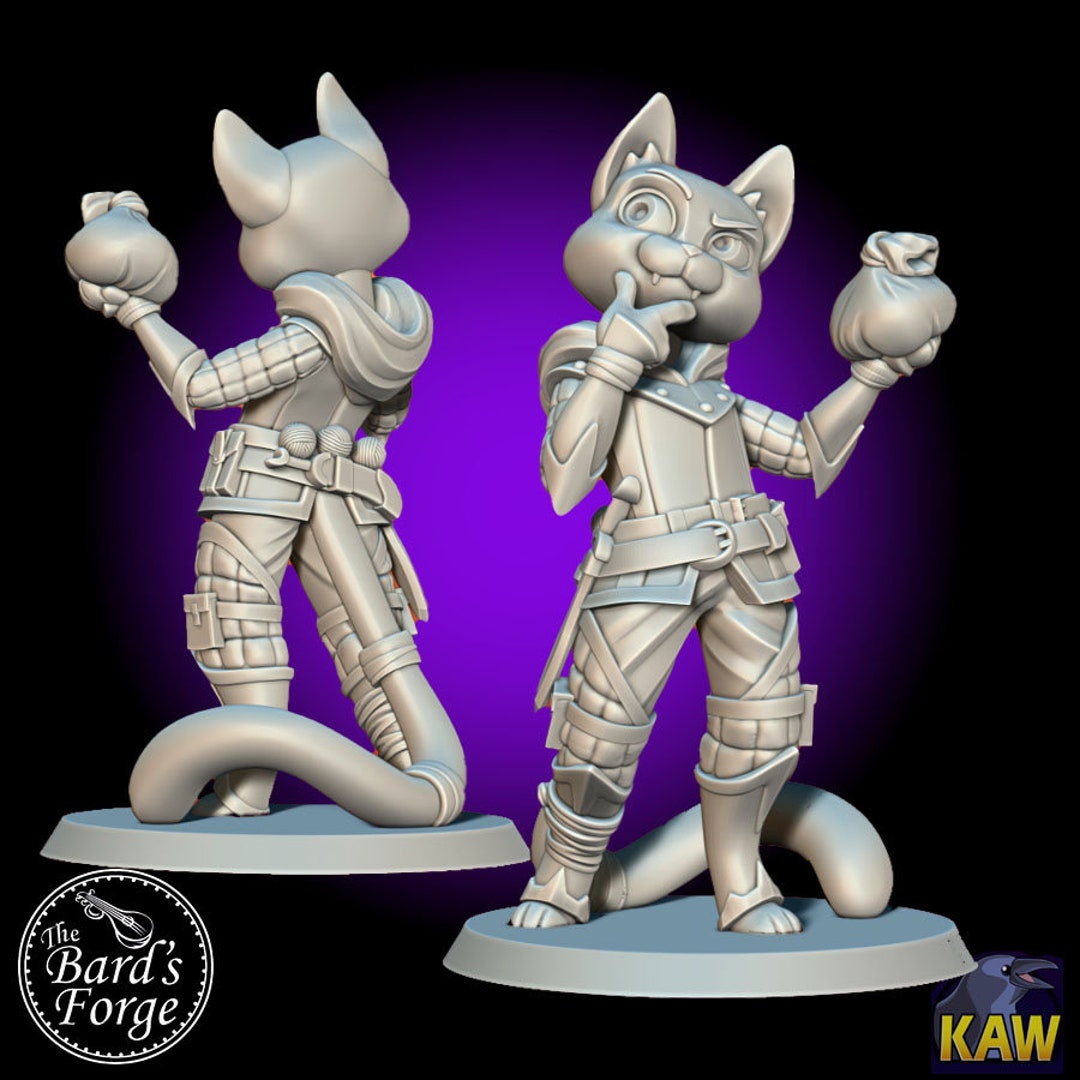 Rogue Catfolk • Tabaxi • Cat • KAW • Miniature • 3D Resin Printed 28 ...
