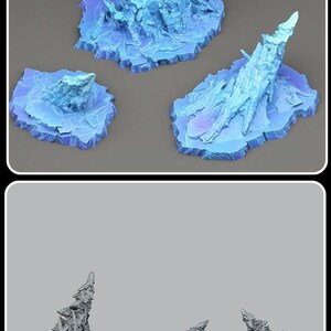 5pc Set Icy Stalagmites Rocks 3D RESIN Printed 28-32mm Tabletop Scatter ...