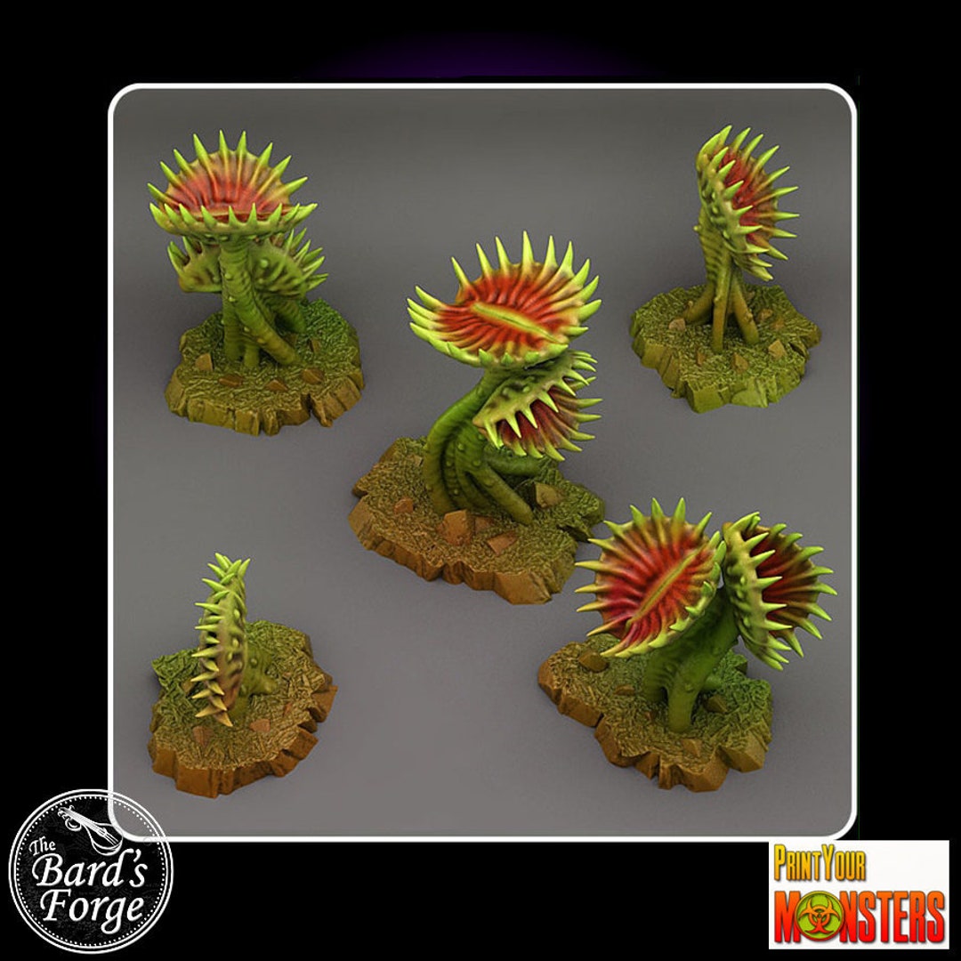 5pc Set Giant Carnivorous Plant 3D RESIN Printed 28-32mm Tabletop ...