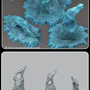 5pc Set Rocky Glacier 3D RESIN Printed 28-32mm Tabletop Scatter Terrain ...