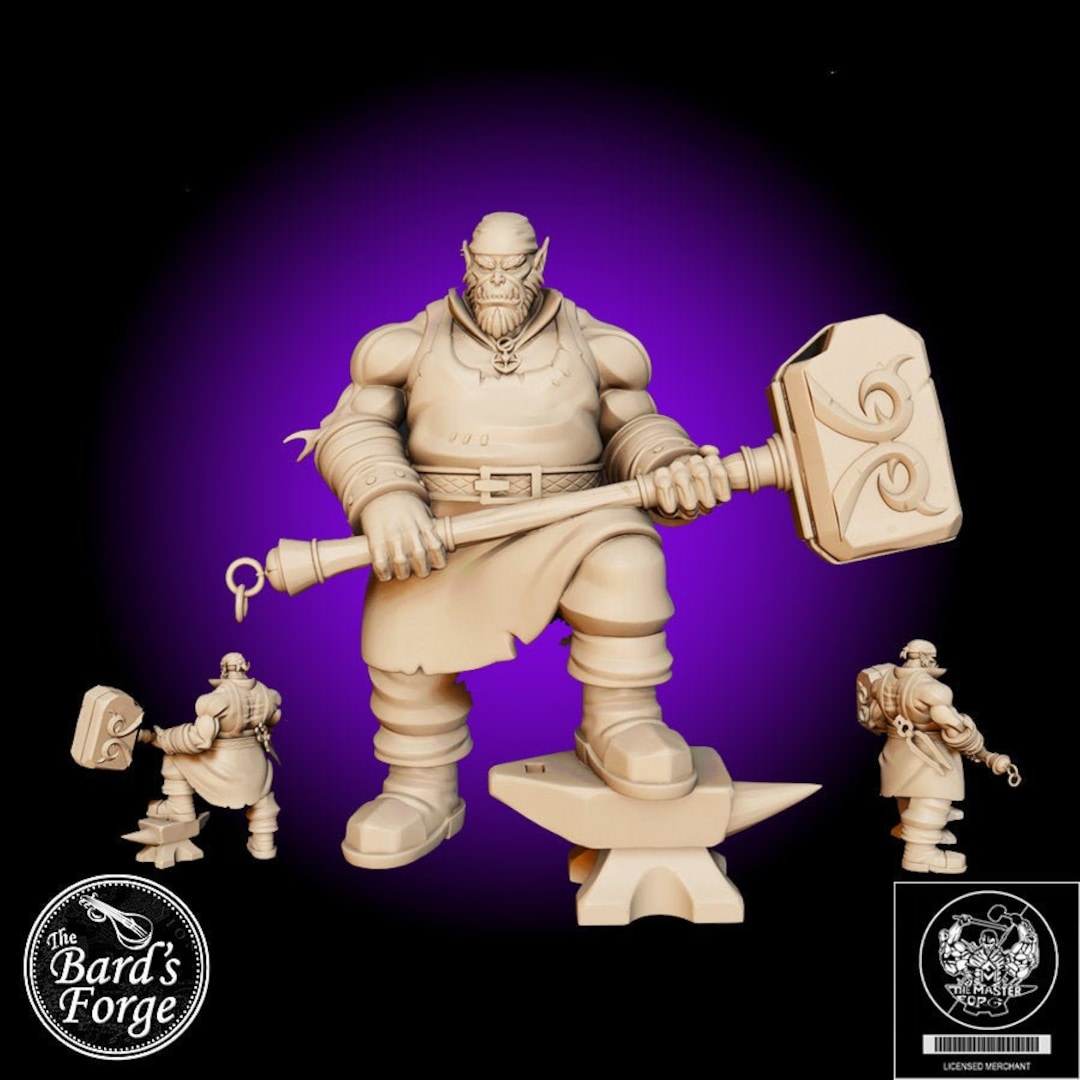 Orc Blacksmith Merchant Miniature 3D Resin Printed 28-32mm - Etsy