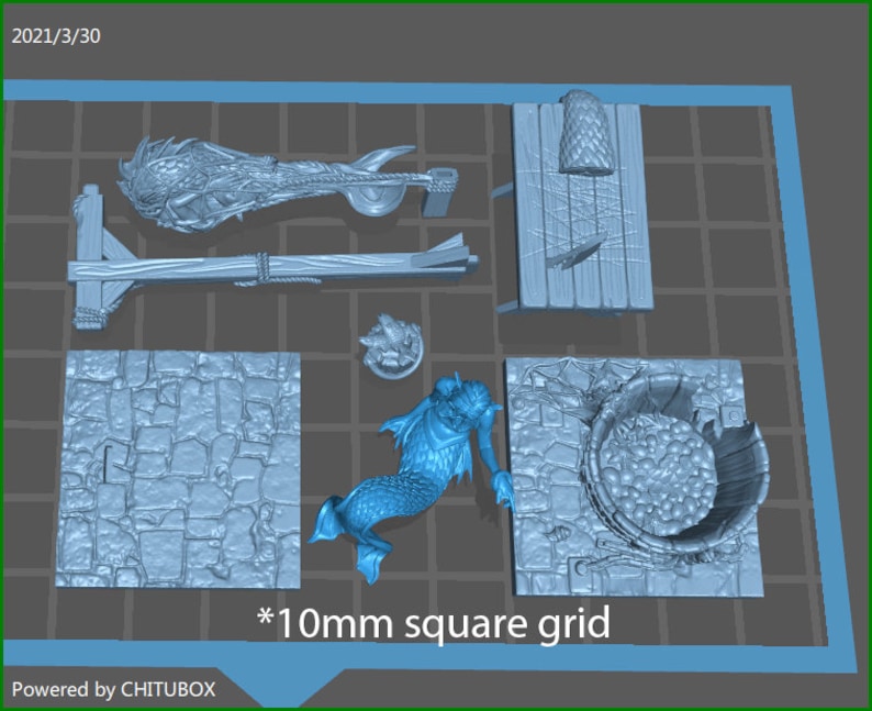 Captured Mermaid Miniature Diorama 3D Resin Printed 28-32mm - Etsy