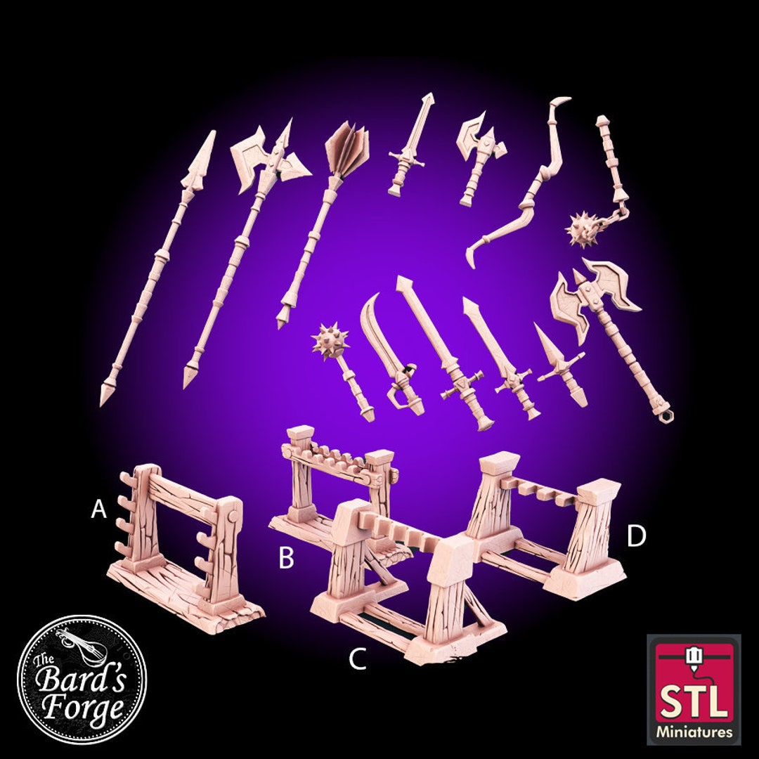 15pc Set Black Smith Merchant Props 3D Resin Printed 28-32mm Tabletop ...