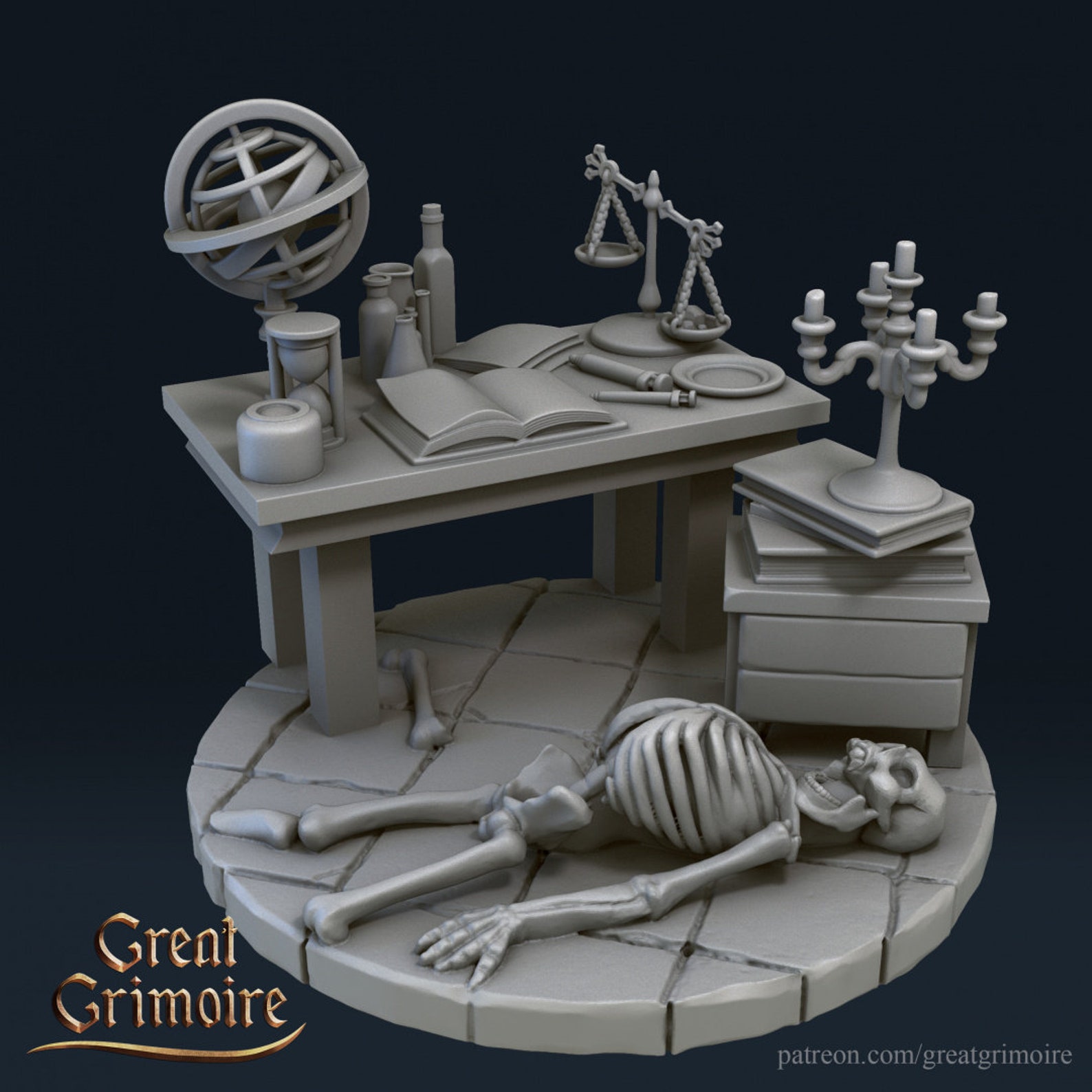 5pc Set Necromancer and Lab Props Miniature 3D Resin Printed 28-32mm ...