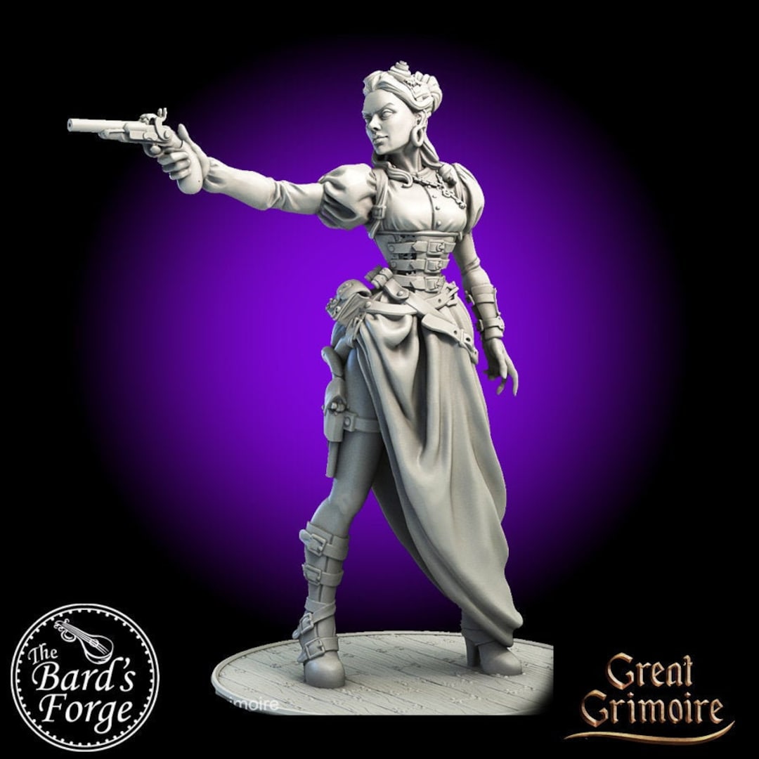 Clare Female Gunslinger Miniature • Great Grimoire • 3D Resin Printed ...