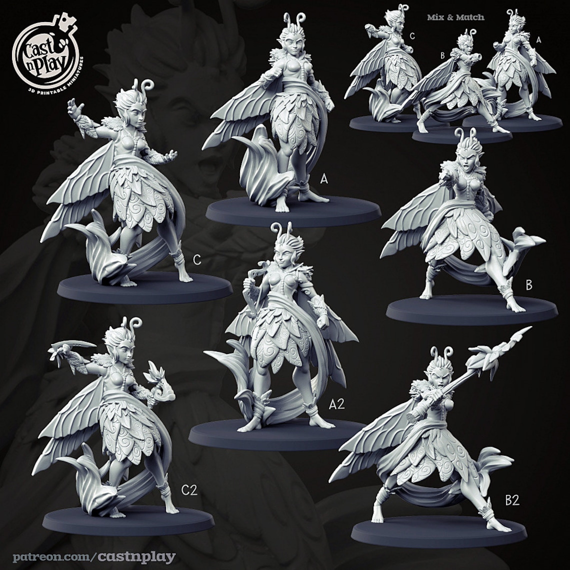 Sprites Faries Fairys Magic Forest 3D Resin Printed Miniature Tabletop ...