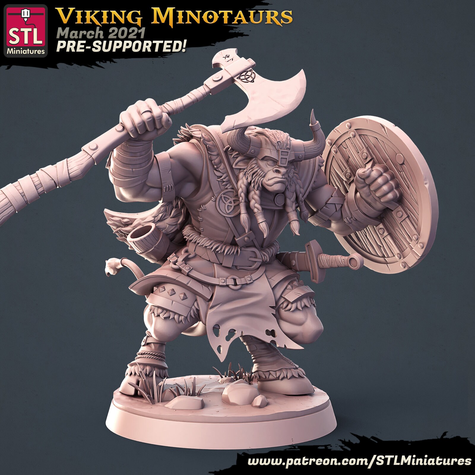 Viking Minotaur Mini 3D Resin Printed 28-32mm Tabletop Fantasy - Etsy