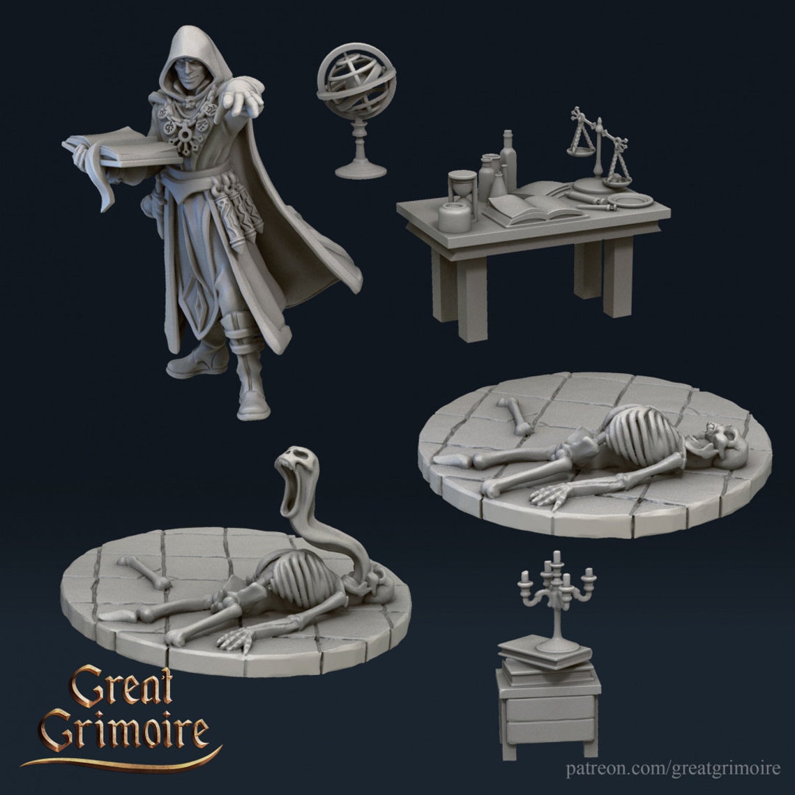 5pc Set Necromancer and Lab Props Miniature 3D Resin Printed - Etsy