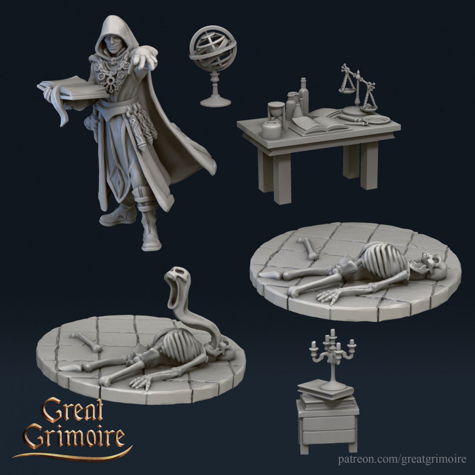 5pc Set Necromancer and Lab Props Miniature 3D Resin Printed - Etsy