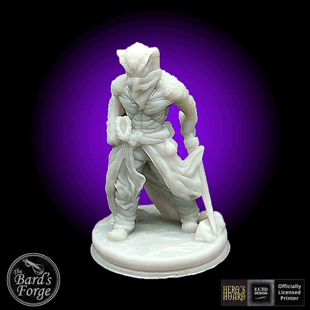 Snakefolk Bandit 3D Printed Resin 28-32mm Unpainted Miniature , Fantasy ...
