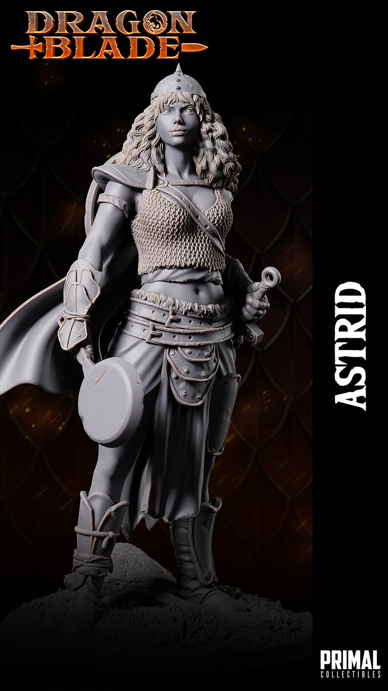 Astrid •female Fighter •tika •3D Printed •28-32mm •fantasy Tabletop ...