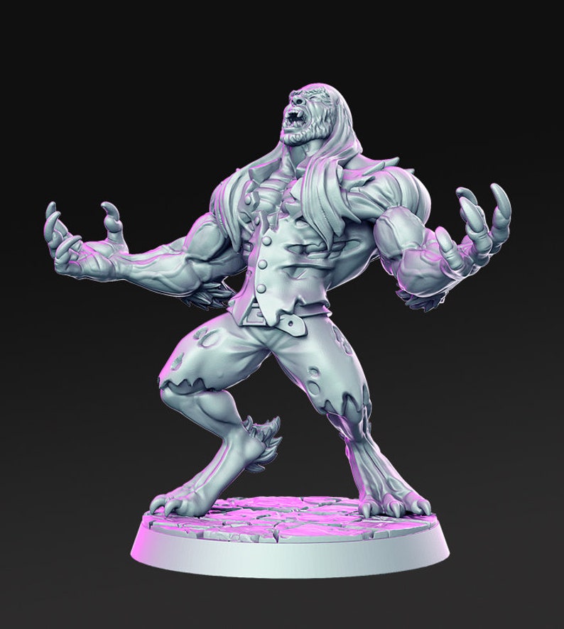 Bruce Werewolf Lycanthrope Lycan Miniature 3D Resin Printed 28-32mm ...