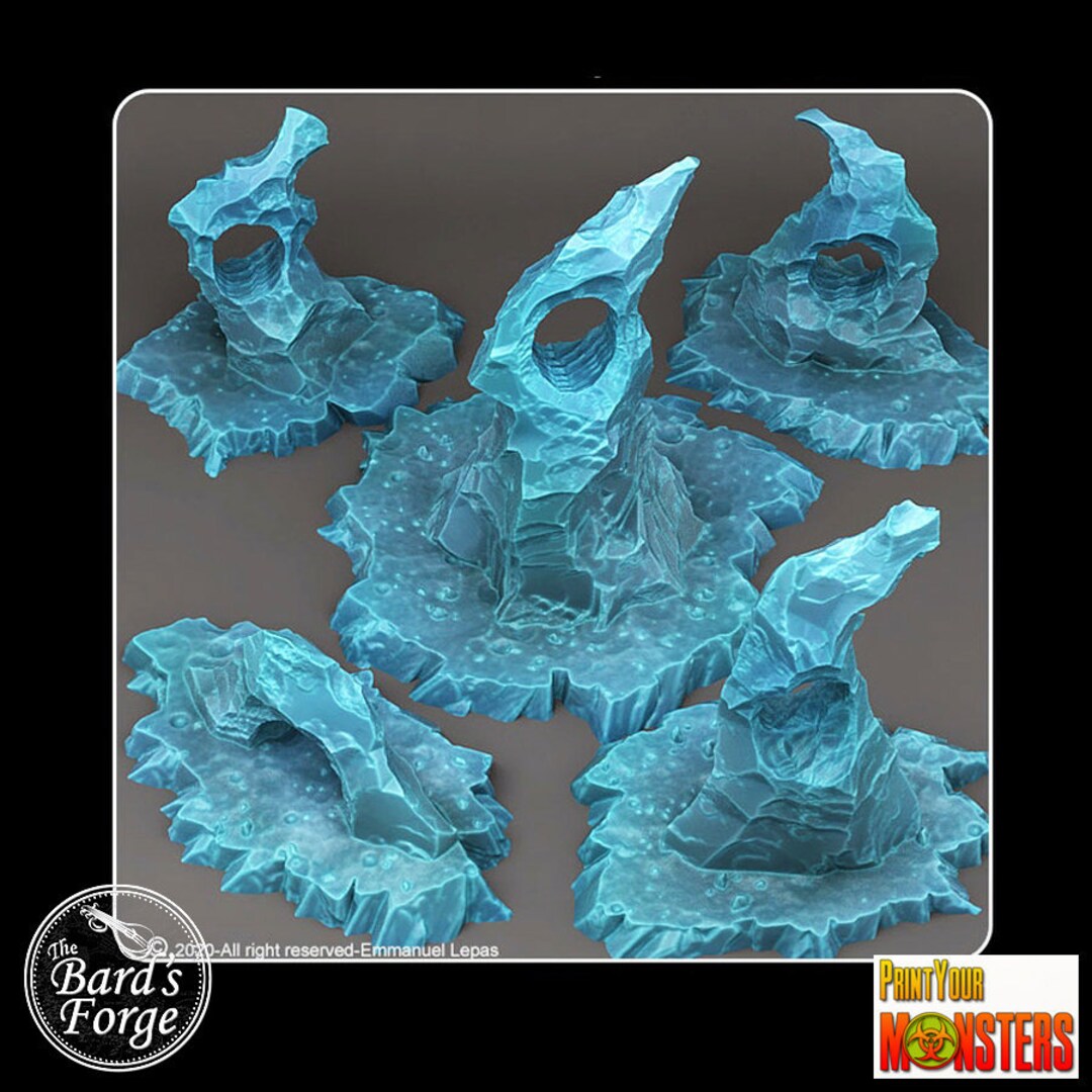 5pc Set Rocky Glacier 3D RESIN Printed 28-32mm Tabletop Scatter Terrain ...