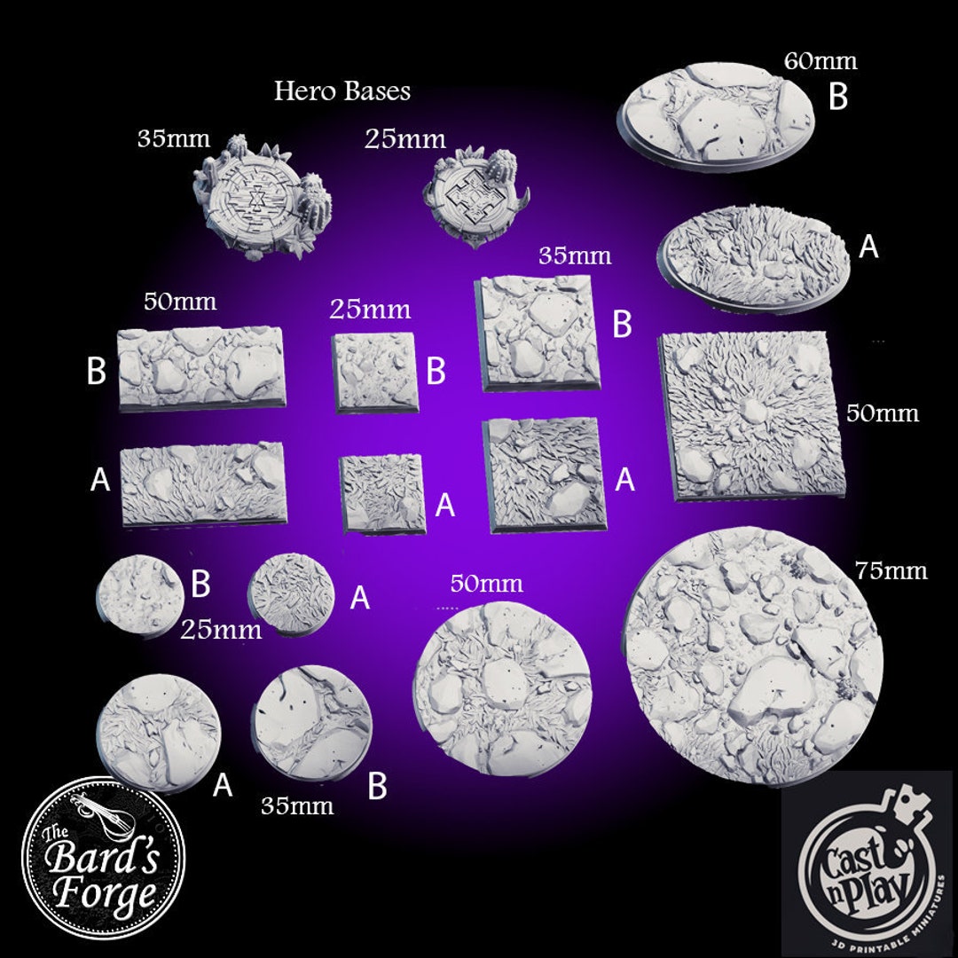 Woodenhorn Rocky Bases 25mm 30mm 35mm 50mm 60mm 3D RESIN Printed ...