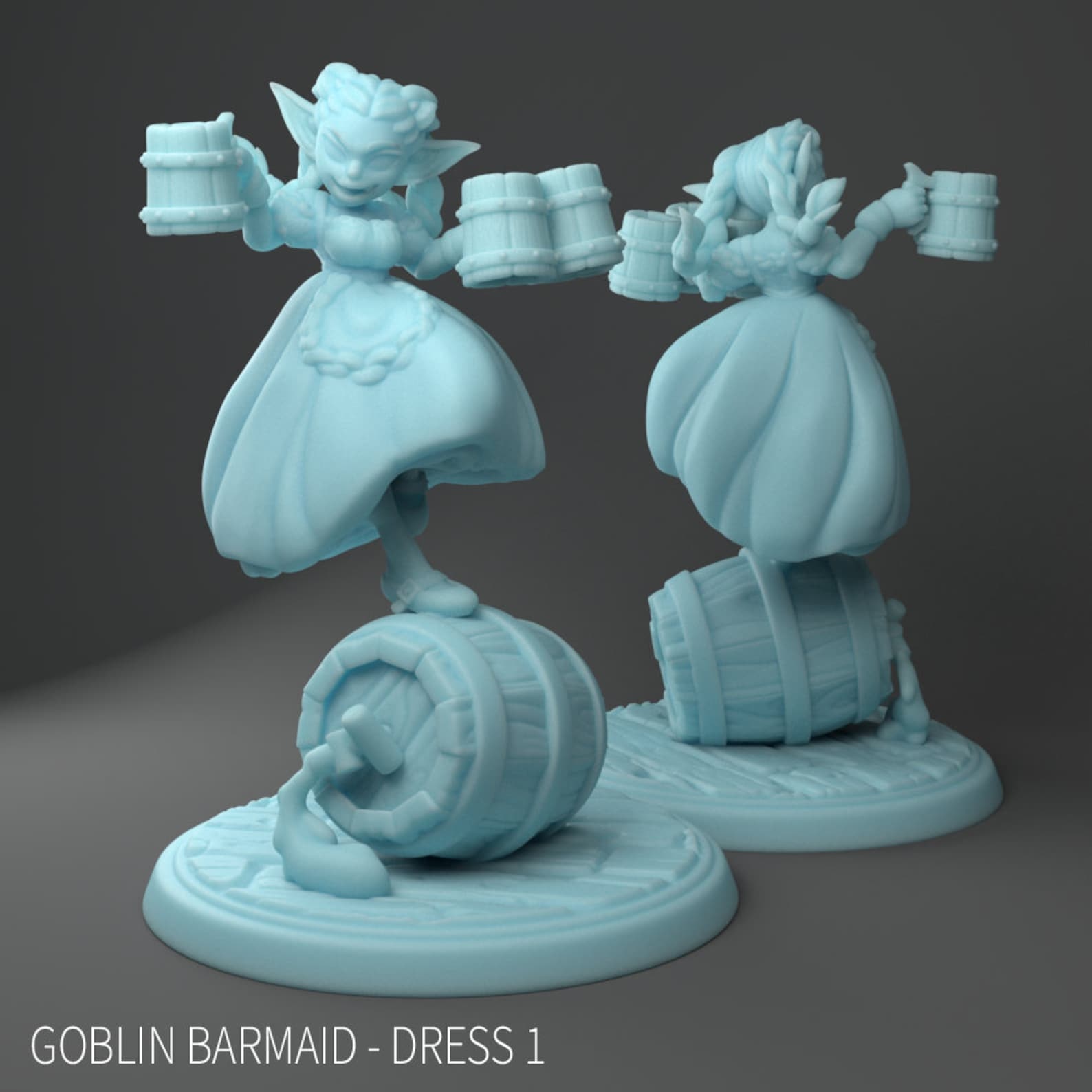 Female Goblin Barmaid Tavern Wench Miniature 3D Resin Printed 28-32mm ...