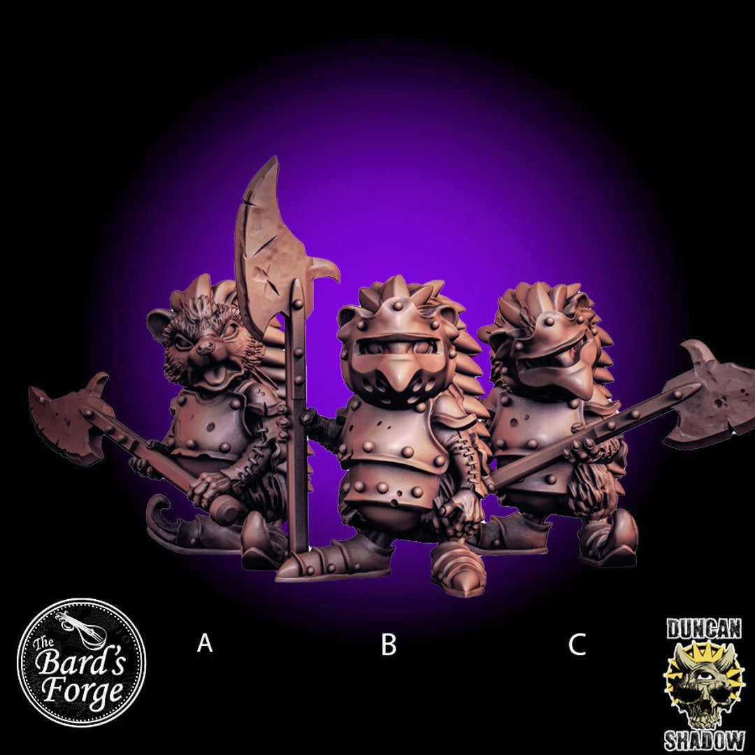 Hedghog Warriors W/halberds Miniature 3D Resin Printed 28-32mm Tabletop ...