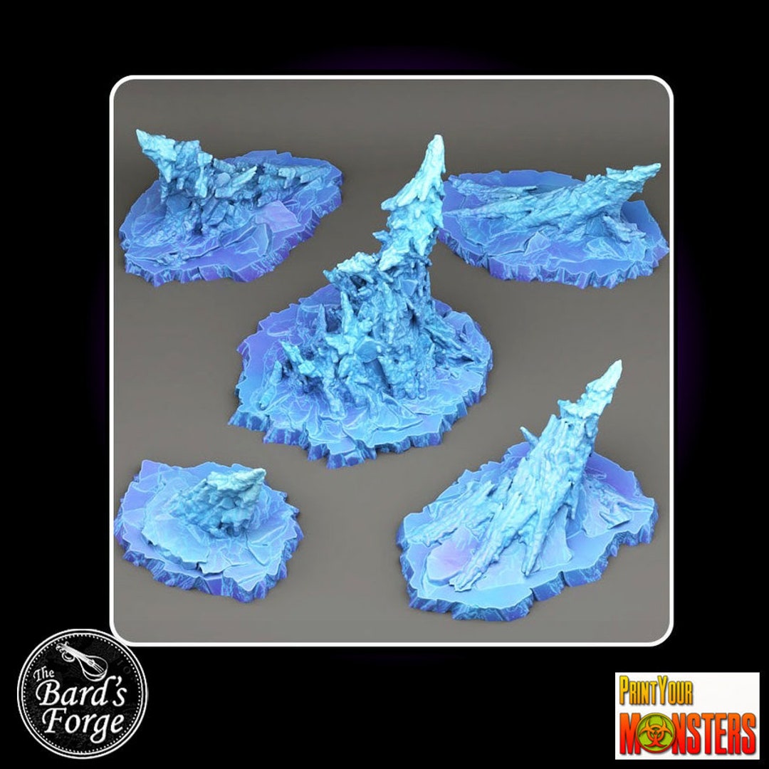 5pc Set Icy Stalagmites Rocks 3D RESIN Printed 28-32mm Tabletop Scatter ...