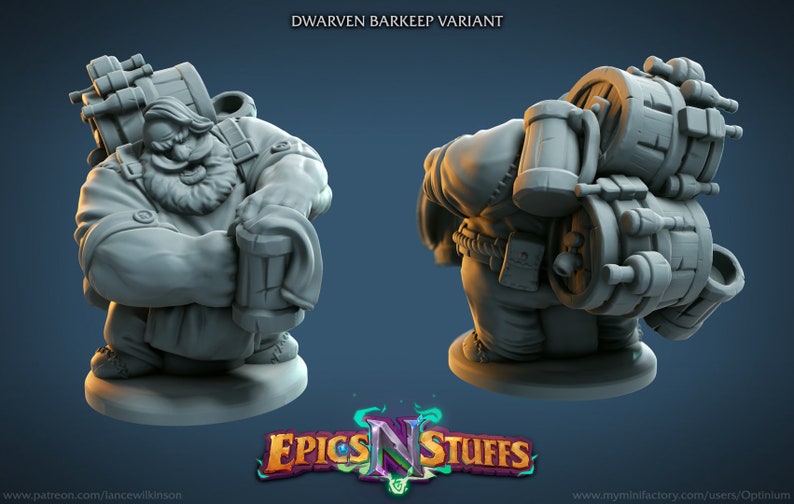 Dwarven Dwarf Barkeep Variant Epics N Stuffs Resin 3D - Etsy