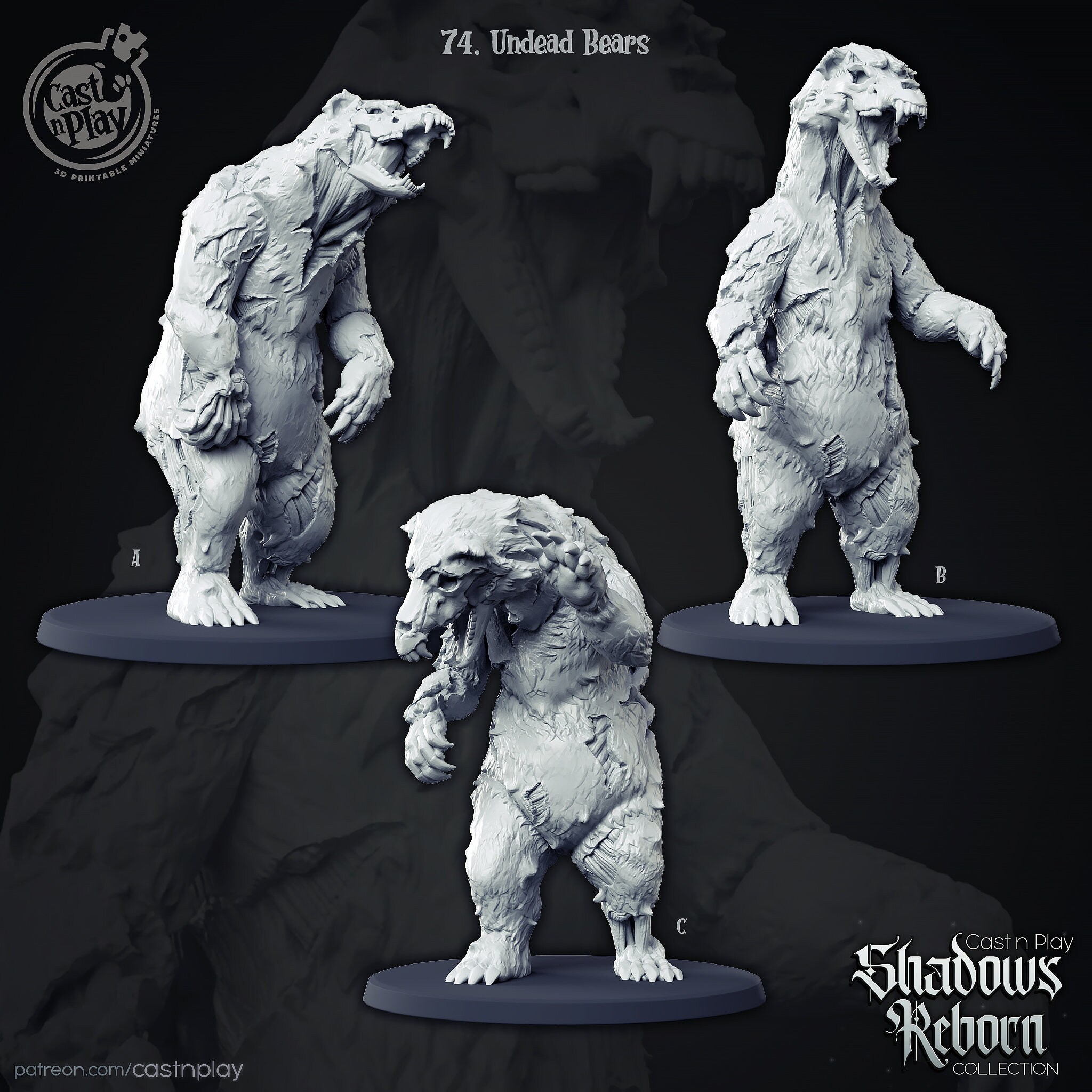 Undead Bears 3D Resin Printed Miniature Tabletop Fantasy Gaming D&D ...