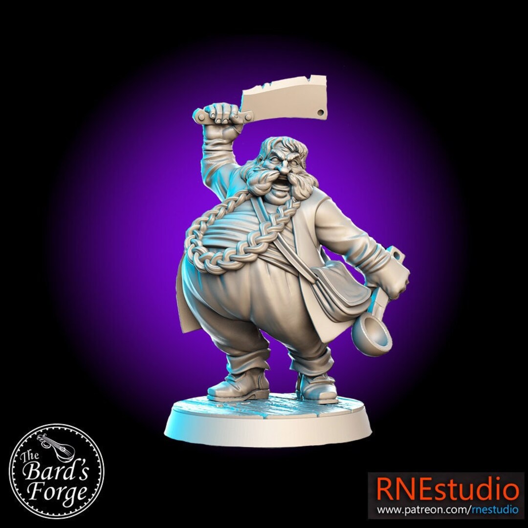 Bomb Dwarf Chef • RN Estudio • Miniature • 3D Resin Printed 28-32mm ...