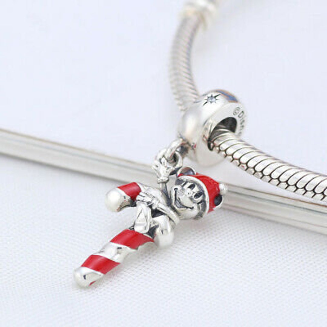 Pandora Disney Mickey's Santa Candy Cane Charm 797500EN09 - Etsy