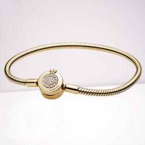 Pandora Bracelet Logo Yellow Gold Charm Bracelet Shine - Etsy UK