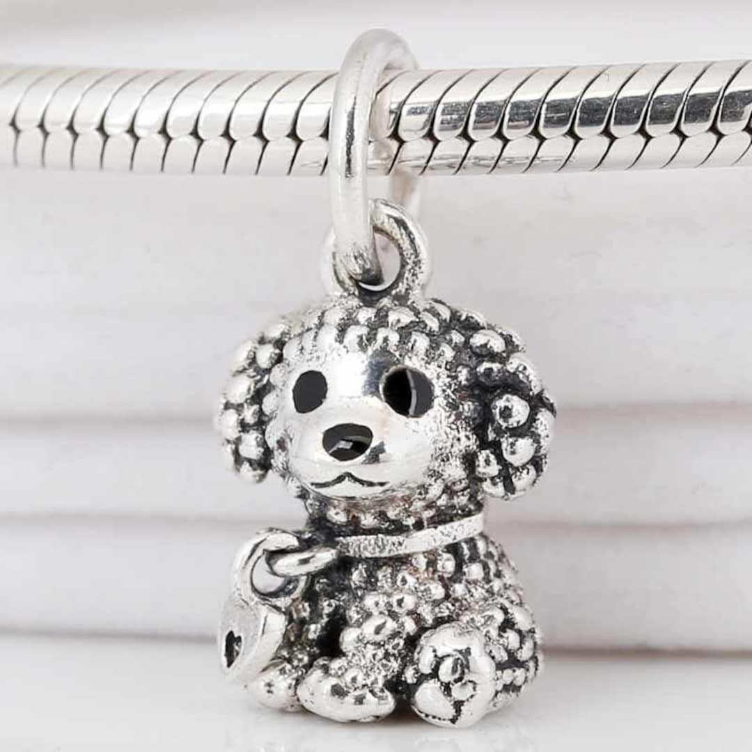 Poodle Puppy Dog Dangle Charm, Fur Mom Sterling Silver Charm, Beads ...