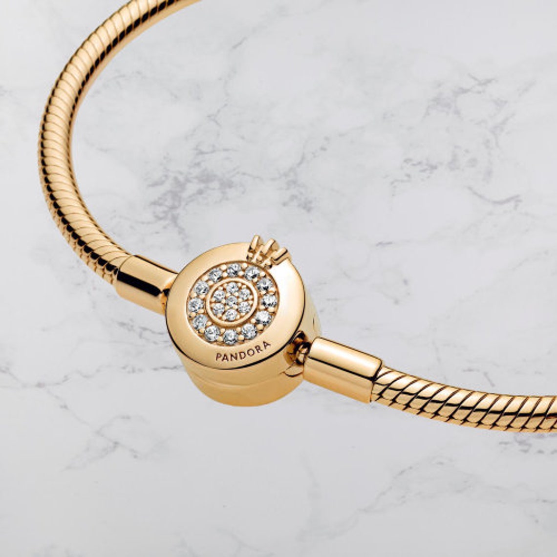 Pandora Bracelet Logo Yellow Gold Charm Bracelet Shine - Etsy UK