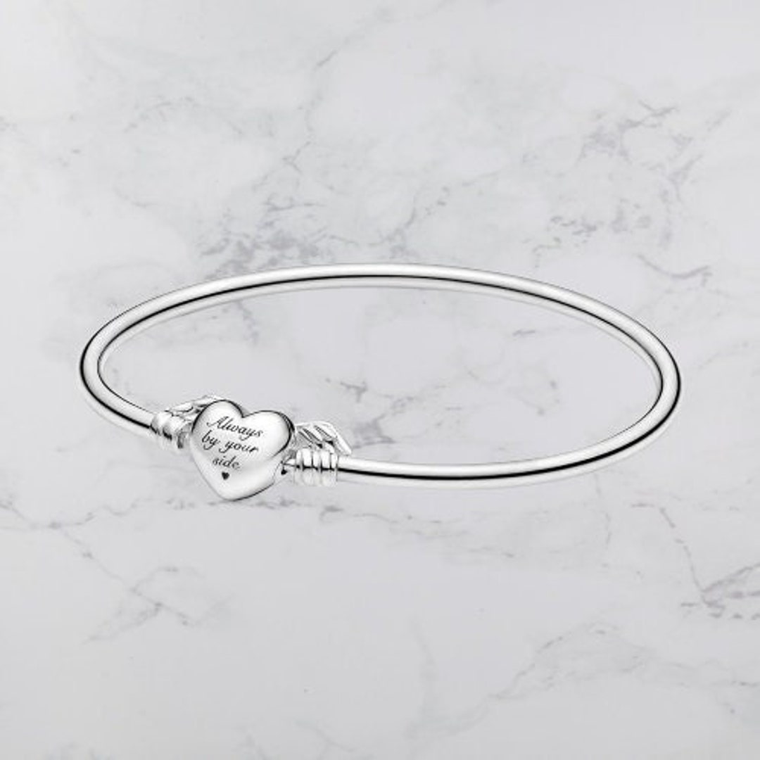 Pandora Moments Winged Heart Bangle 925 Sterling Silver With - Etsy